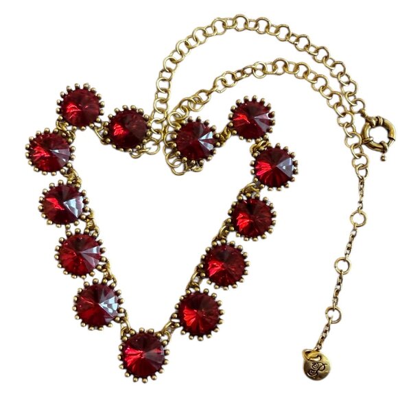 Plunder | Jewelry | Beautiful Red Gold Rivoli Glass Necklace | Poshmark